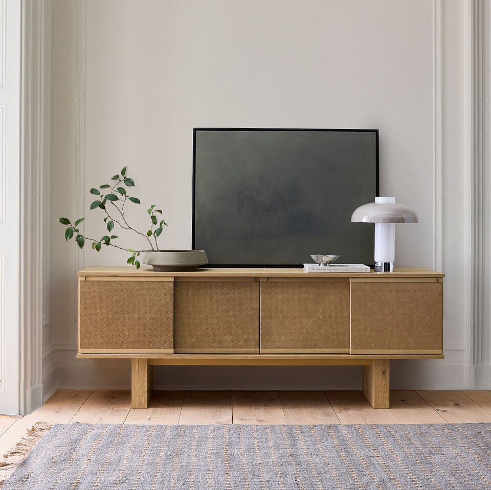 Buxton Leather Media Console (183 cm) | West Elm UK